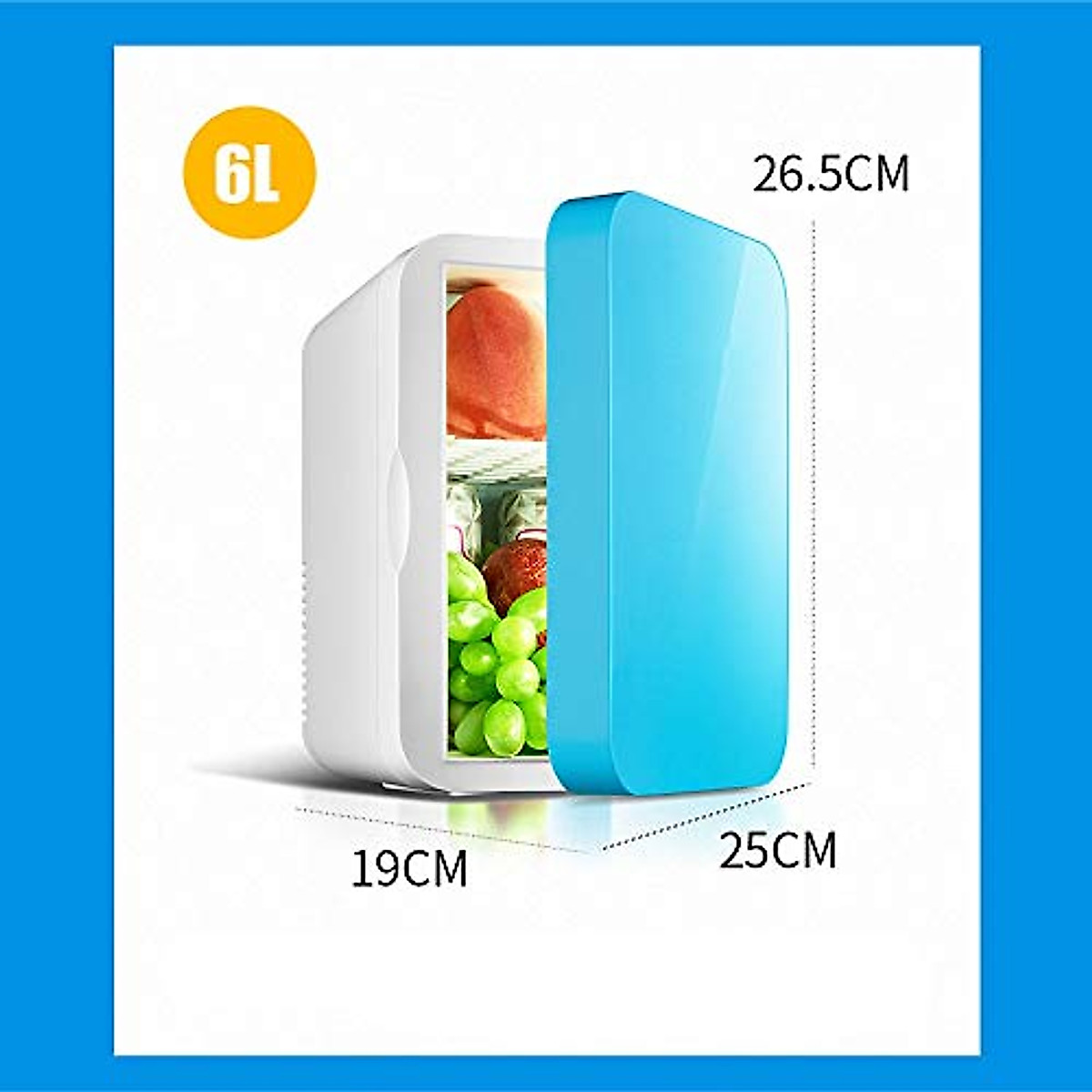 HOLPPO Mini Fridge 6 Liters Compact Portable Insulation Cabinet Mini Refrigerator for Bedroom, Office, Dormitory, Car-Great for Skin Care and Cosmetics