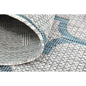 Unique Loom Outdoor Trellis Collection Area Rug (7' 1" x 10' Rectangle, Gray/ Ivory)