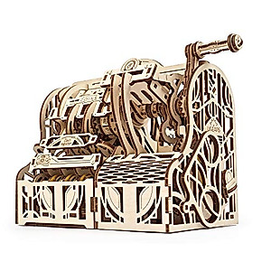 UGEARS 3D Puzzles Wooden Box - DIY Cash Register with Money Box - Exclusive Wooden Model Kits for Adults to Build - Vintage Wooden Mechanical Models - Self Assembly Woodcraft Construction Kits