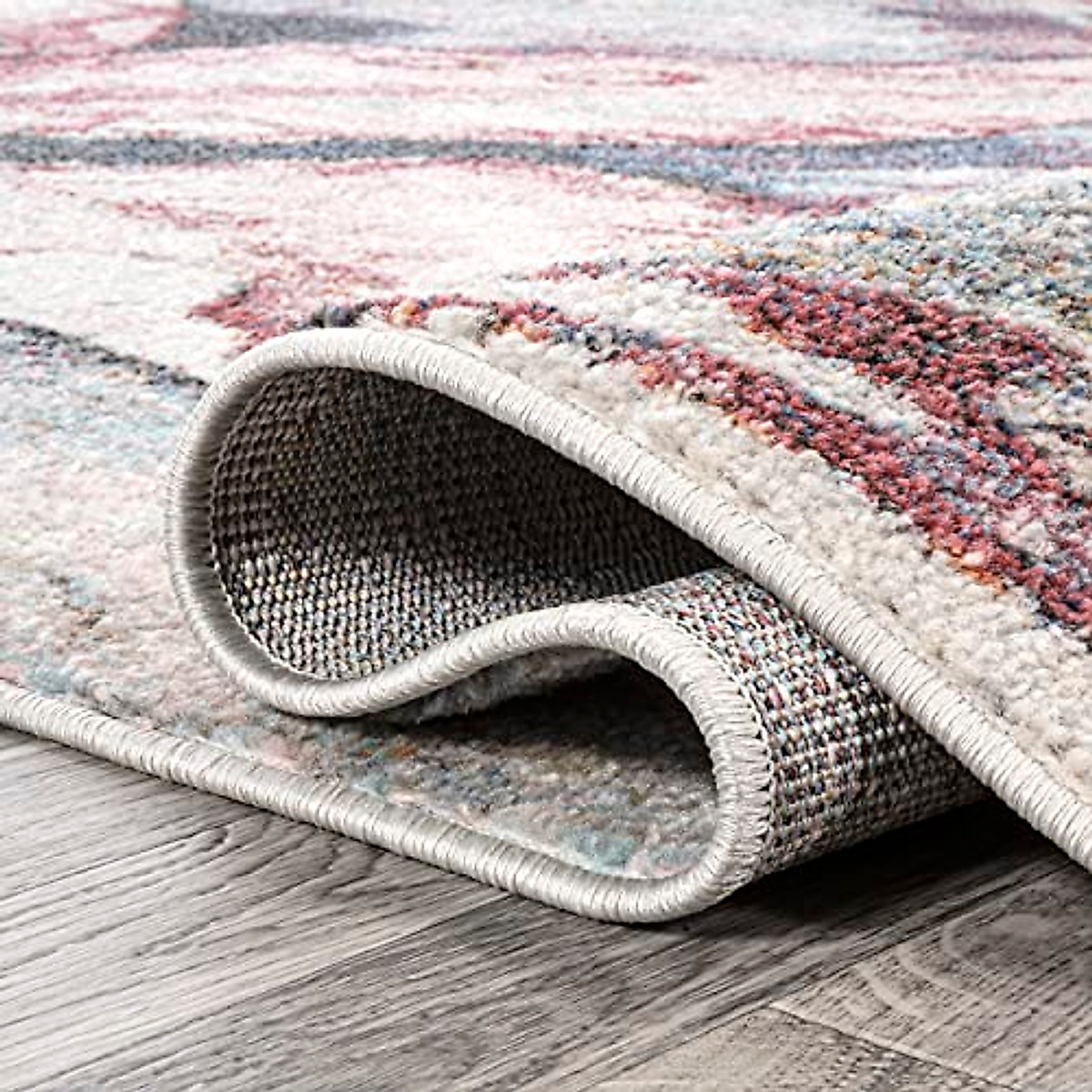 JONATHAN Y CTP204A-8 Pastello Modern Abstract Muted Flowers Indoor -Area Rug, Contemporary, Floral, Tropical Easy-Cleaning,Bedroom,Kitchen,Living Room,Non Shedding, Pink/Gray, 8 X 10