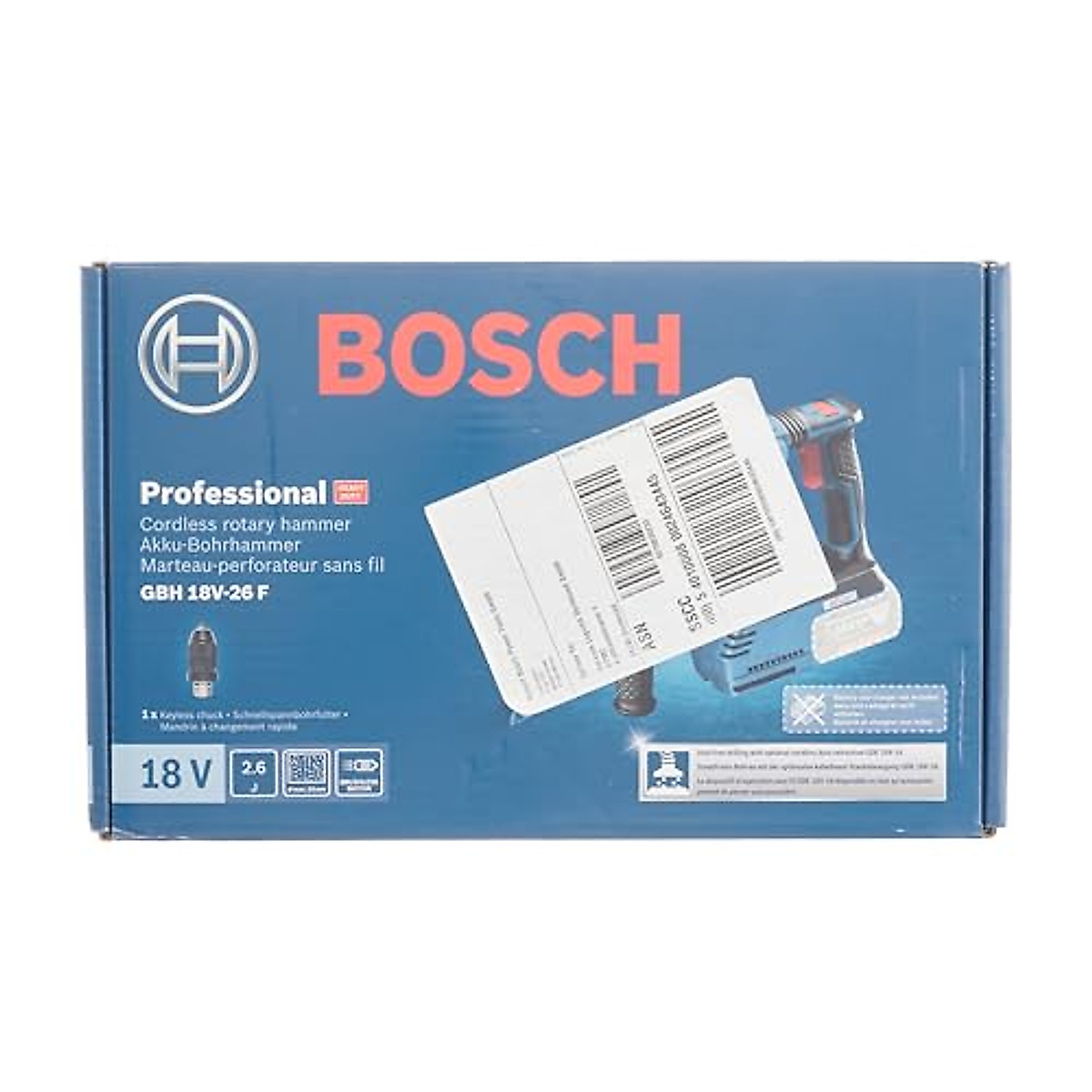 Bosch Professional Gbh 18 V-26 F Cordless Rotary Hammer Drill (Without Battery And Charger) - Carton