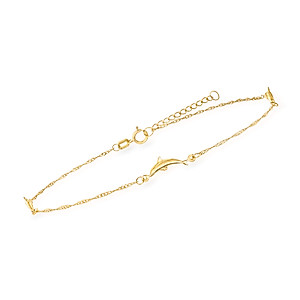 Ross-Simons 14kt Yellow Gold Dolphin Anklet. 9 inches