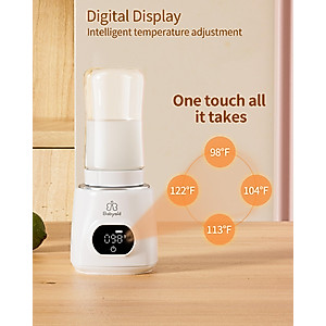 Babyaid Portable Bottle Warmer, Fast Heating Bottle Warmer with 4 Adapters, 4 Gears Temperature Smart Control Bottle Warmer, Cordless Trval Baby Bottle Warmer for Breastmilk or Formula, Pearl White