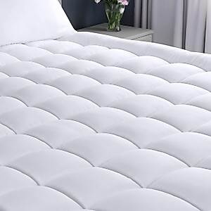 Utopia Bedding King Mattress Pad, Quilted Fitted Premium Mattress Protector, Deep Pocket Mattress Cover Stretches up to 16 Inches, Fluffy Pillow Top Mattress Topper (78x80 Inches, White)
