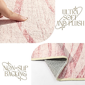 Castage Pink Rug 3’x5’,Washable Rugs for Bedroom Girls Living Room Entryway Kitchen Laundry Room,Modern Blush Small Boho Area Rug Abstract Non Slip Carpet Geometric