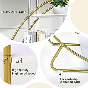 KNIGHTCRAFT White and Gold Bookshelf Circular Office Bookshelves 57" Tall Arched Book Shelves Open Etagere Bookcase Large Round Book Shelf for Living Room Modern Home Furniture
