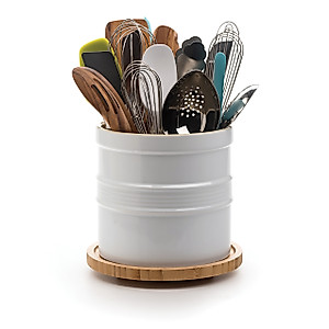 RSVP International Tool Crock Turntable Lazy Susan, Bamboo, 8.25" | Handy in Cabinets or on Counters | Rotating Base with Sturdy Lip | Organize Spices & Small Bottles