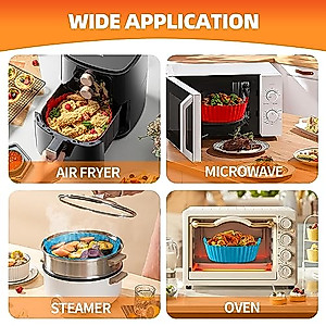 Mooues 2 Pack Reusable Air Fryer Silicone Liners, Non Stick & Easy Clean, Fits 3-7QT Air Fryers, Food Grade Silicone