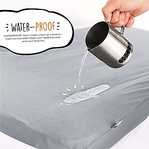 The Shrunks Natural Fibre Crib-Sized Water-Proof Fitted Sheet (2 Pack Crib/Toddler, Grey)