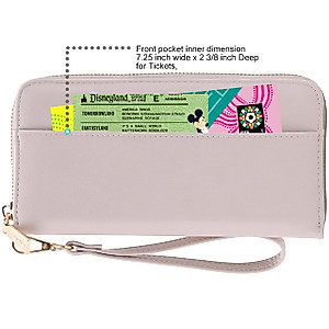 B BRENTANO Vegan Leather Slim Single-Zipper Wallet with Pocket, Wristlet and Tassel Accent (Leopard Brown)