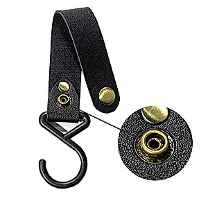 MolonButterfly Multipurpose Leather S Hooks for Hanging - Kitchen Organization, Utensils Hanger, Camping Gear Organizer - Pack of 4, Sturdy and Compact, Black
