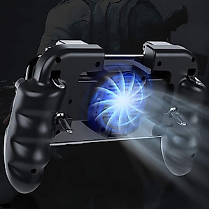 EMISH Mobile Game Controller Gamepad with Power Bank and Cooling Fan Trigger Aim Button L1R1 L2R2 Shoot Joystick for 4.7-6.5" iPhone Android Phone Accesorios (H9)