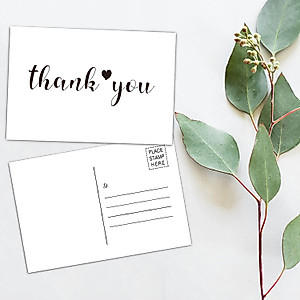 50 Thank You Postcards - Blank with Mailing Side, Thank You Cards for Weddings, Receptions, Baby or Bridal Showers, Birthdays, Graduations, Parties, Celebrations, or Special Events,4 x 6 Inches.