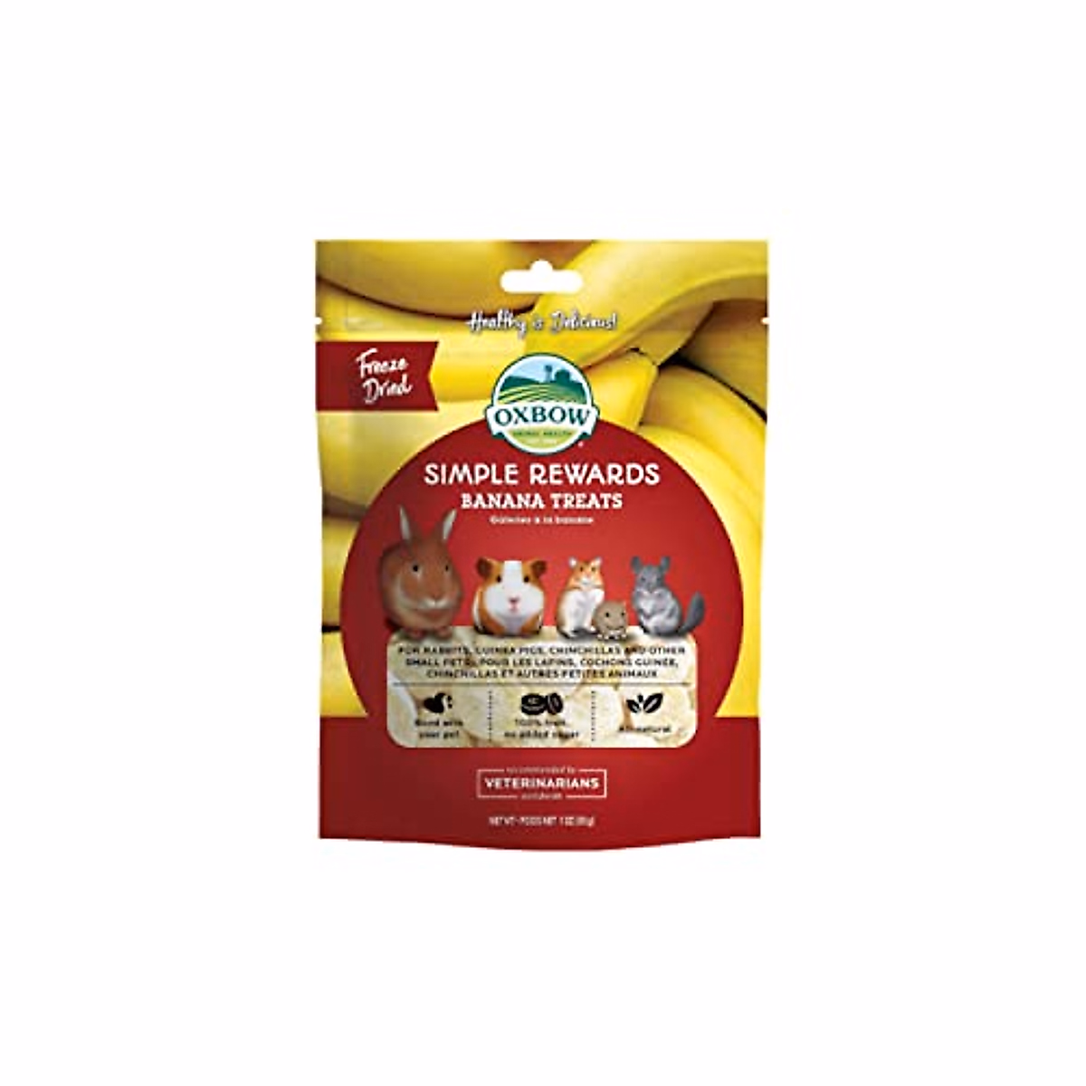 Oxbow SIMPLE REWARDS Treats - Rabbits Guinea Pigs Chinchillas BANANA 1 oz 3 PACK