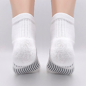 BERING Men's Ankle Athletic Cushioned Quarter Socks, White, Size 9-12, 6 Pairs