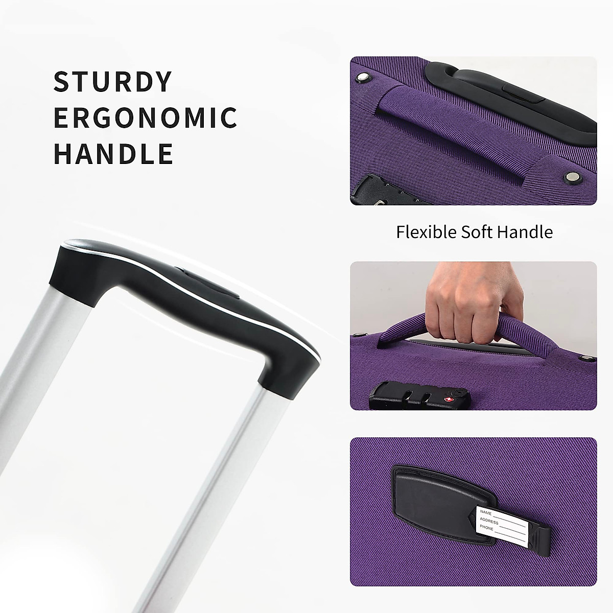 Merax Softside Luggage Set, Travel Suitcase Expandable Lightweight, 3 Piece Luggage Sets with Spinner Wheels 22" 26" 30" Suitcase with TSA Lock (Purple)