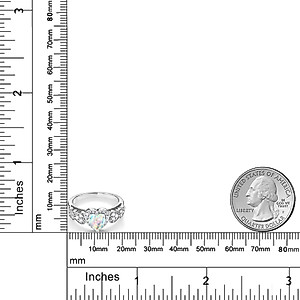 Gem Stone King 925 Sterling Silver Heart Shape Simulated Opal and White Moissanite Ring For Women (0.93 Cttw, Available In Size 5, 6, 7, 8, 9)