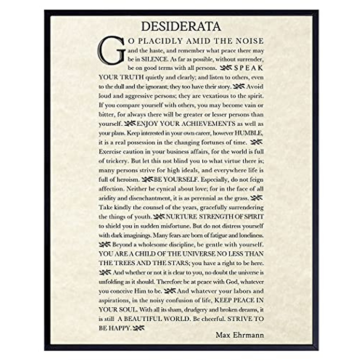 Desiderata Poem Wall Art Print - Max Erhman - Unframed Typography - Makes a Great Gift for Home Decor - Inspirational and Motivational - Ready to Frame (8x10) Photo