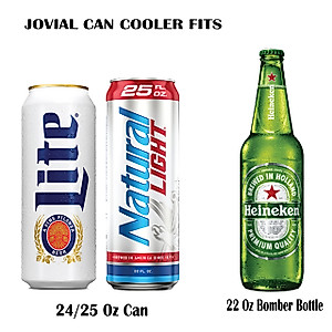 JOVIAL 2 in 1 Stainless Steel Can Cooler Insulated for all 24&25 Oz Cans, Beer Can Cooler,seltzer can coozie, Can insulator,and Work As A Iced Coffee Cup With Lid and Straw (Black)