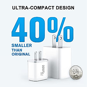 3-Pack Fast Charging Block, Upgraded 20W USB C Wall Charger Block, Dual Port PD Power Delivery Type C Charge Adapter Brick for iPhone 13/12/11 /Pro/Max/Mini/iPad/Samsung Galaxy, Watch Series 7（White）