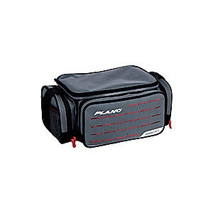 Plano Weekend Series 3500 Tackle Case, Gray Fabric, Includes 2 Stowaway Storage Boxes, Small Soft Fishing Tackle Bag for Baits & Lures, MOLLE Attachments, Charcoal