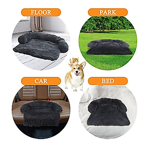 Hoyooyoo Plush Pet Sofa Bed Dog Mat Sofa Warm Pet Kennel,Couch Cover for Dogs,Washable Dog Bed Thick Blanket Cushion with Removable Cover and Non Skid Bottom (Small)