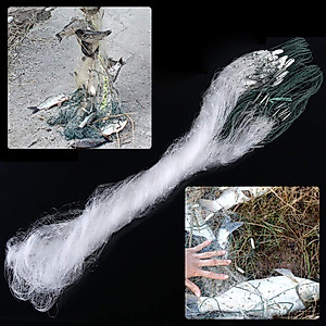 Completed Fishing Net,1m x 20m 3 Fingers Fishing Net with Float - Fish Trap Monofilament Small Mesh - Great Fishing Gear Anglers (White)
