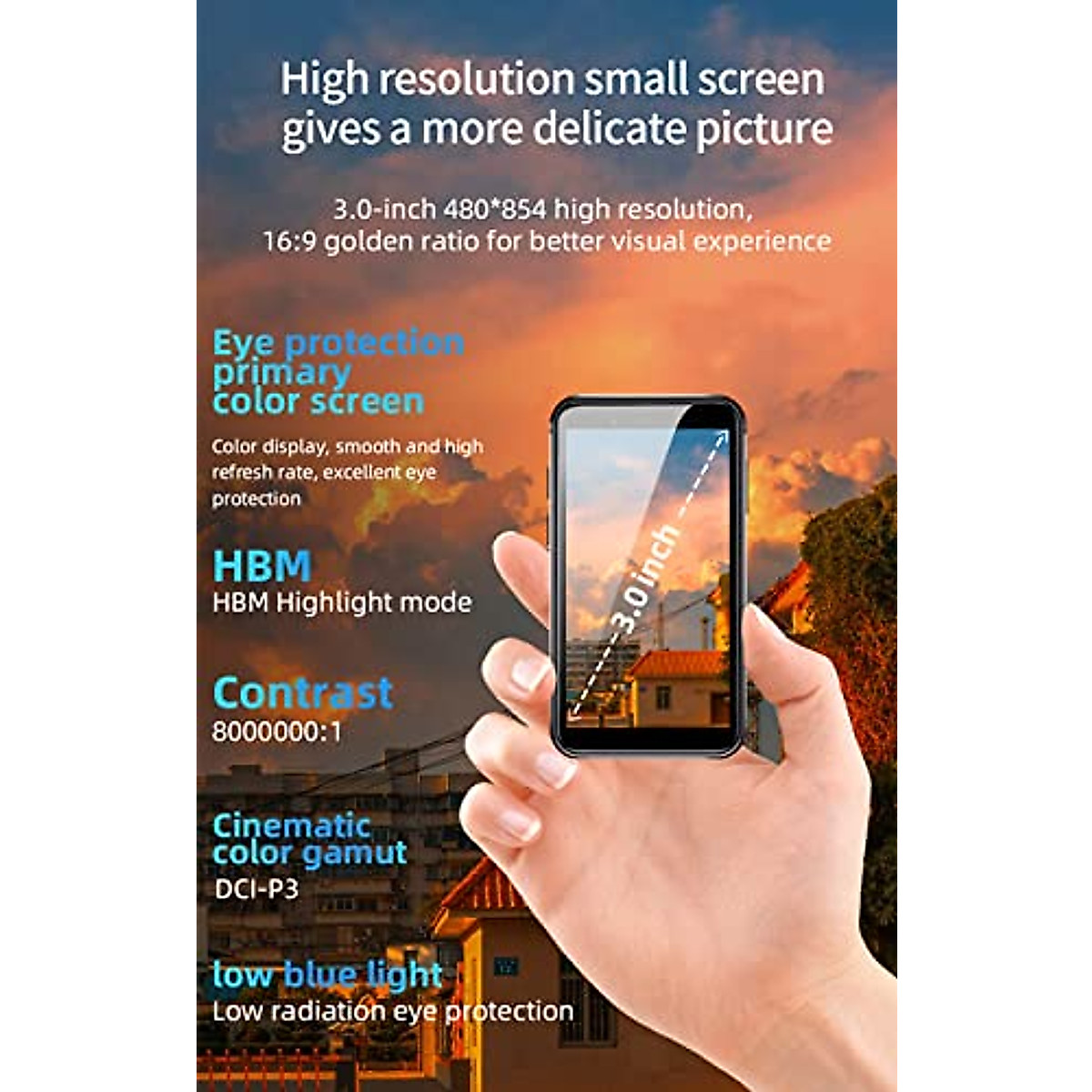 i14 Mini Smartphone 3.0 Inches Display Screen Android 8.1 Quad Core Dual SIM 2GB RAM 32GB ROM 1100mAh 5.0MP with Google Play Store Whatsapp Backup Cellphone (White)