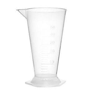 EISCO Conical Measure, 50ml - Polypropylene Plastic, Translucent - Pouring Spout - 2ml Raised Graduations - Hexagonal Base