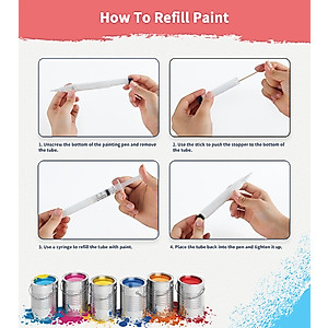 Fillable Touch Up Paint Pen Brush, 3 Pcs Paint Pen for Wall Touch Up, Refillable Paint Pens for Walls, Wood Floors, Cabinets, Windows, Doors (6 Pcs(Pack of 1))