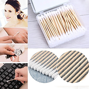 Wooden Stick Cotton Swabs(200CTx2) - Double Tipped with Cotton Heads- Sturdy Handle - Multipurpose(400pcs)