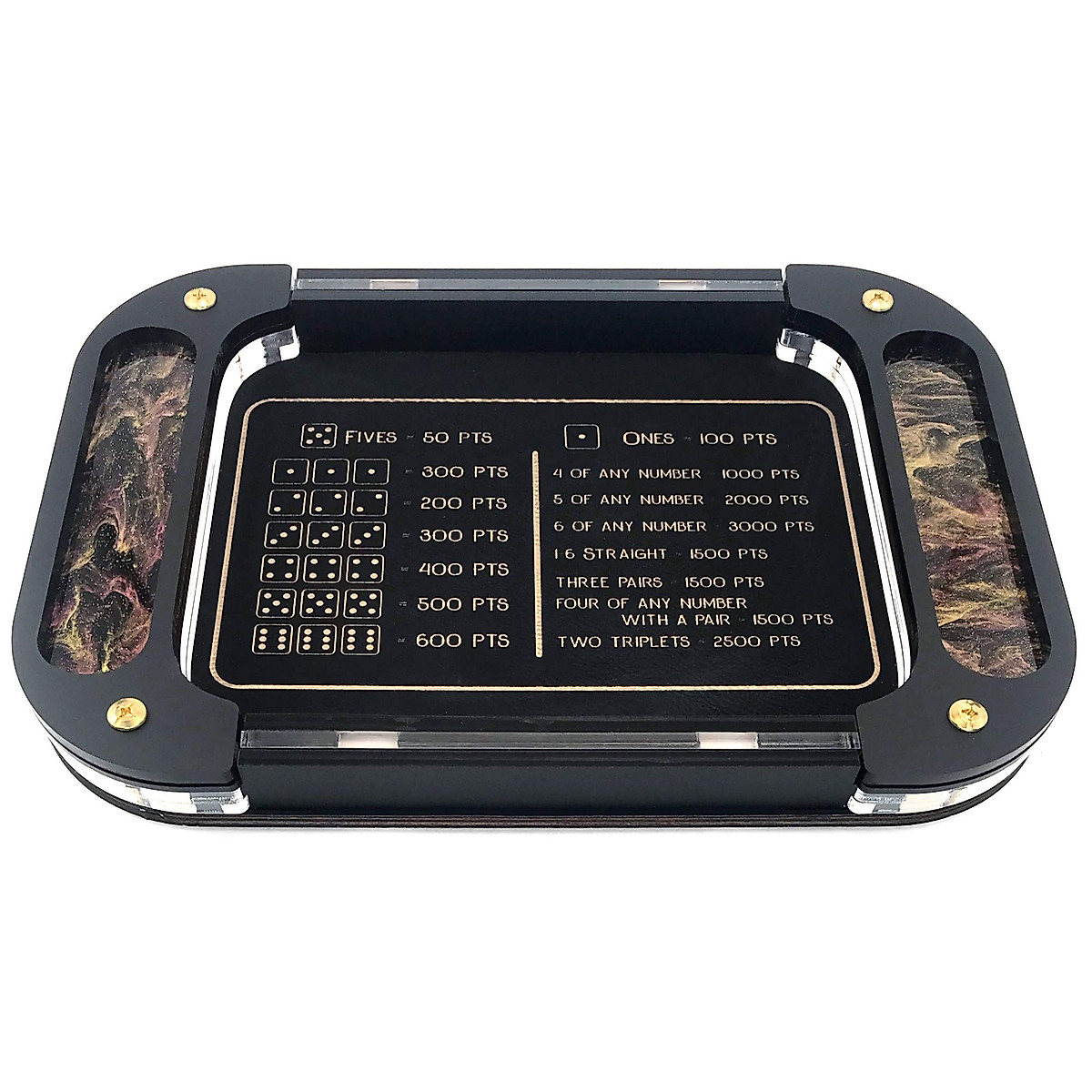 Omega and Mini Mega Dice Tray with Farkle Score - Mini Mega 12" Nebula Stardust