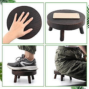 Wooden Step Stools,Small Portable Wood Stepping Stools with Smooth Cutting Edge for Kids Adults,Non-SlipRound Step Stool for Bedroom Living Room Blcony Bathroom Kitchen ﻿(L,Color:Dark Brown)