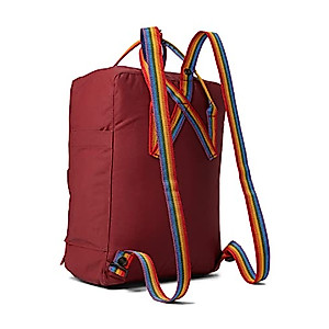 Fjällräven Kånken Rainbow Backpack for Men, and Women - Durable Fabric with Adjustable Shoulder Straps, and Lightweight Backpack Ox Red/Rainbow Pattern One Size One Size