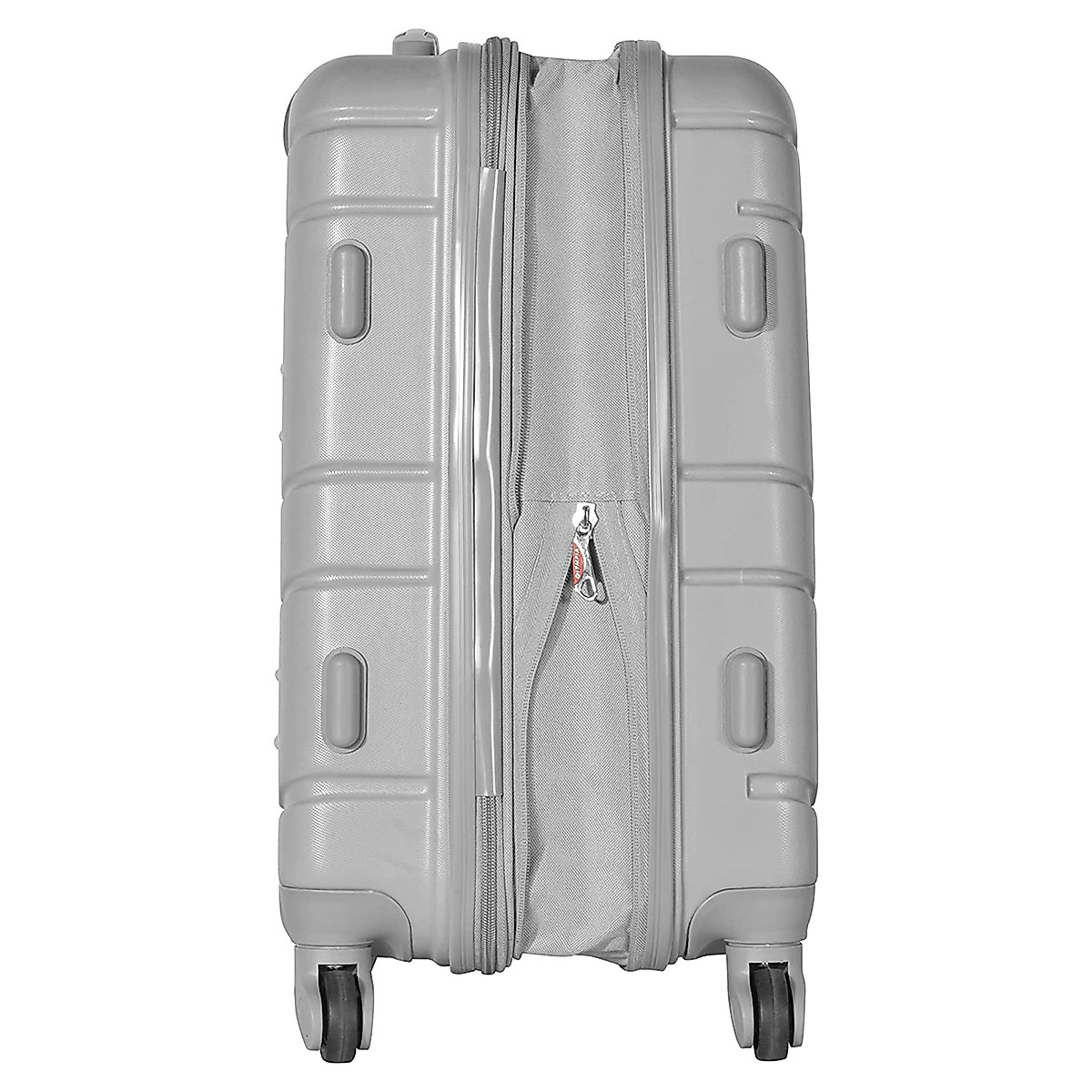 Olympia Denmark 21 Inch Expandable Carry On 4 Wheel Spinner Multiple Grip Luggage Suitcase with Aluminum Locking System and Interior Divider, Silver