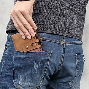 MING CLAN Pocket Wallets For Men With Zipper RFID Blocking Leather Bifold Mens Wallets - Double Zipper Credit Card Wallet - ID Window Zip Coin Pocket Travel Wallet Big Capacity