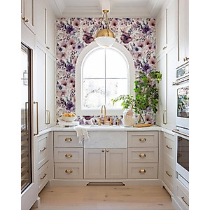 HAOKHOME 93349 Floral Peel and Stick Wallpaper Removable Wall Paper Mauve/Purple/White Vinyl Stick on Wall Contact Paper 17.7in x 9.8ft