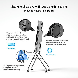 Smart Board, TIBURN FLIP HUB 55" S1 4K UHD Smart Whiteboard, Rotating Adaptive Nano Capacitive Smartboard, All-in-One Digital Whiteboard for Home and Businesses (Includes Movable Rotatable Stand)