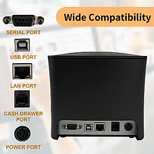 Rongta Thermal Receipt Printer, 80mm High-Speed POS Printer with Auto Cutter, 250mm/s, Ideal for Kitchen & Small Business, Compatible with Windows, Linux, MacOS