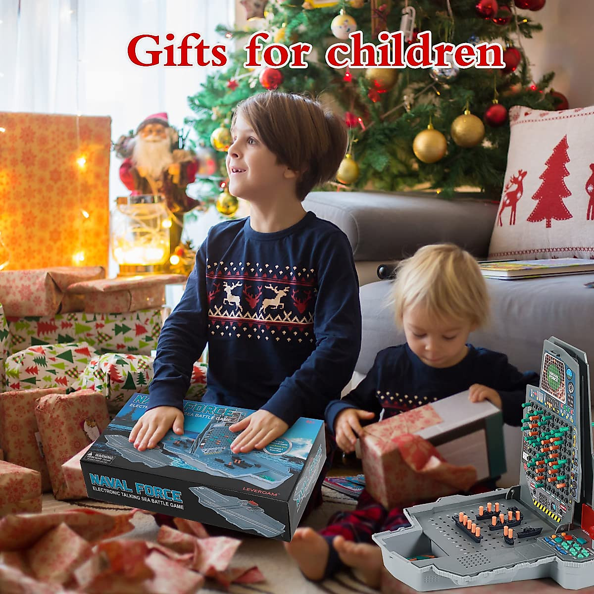 LEVEROAM Talking Sea Battle Board Game with Light and Sound Effects, Electronic Naval Battle with 200 Pre-Set Fleet for Easy Use, Logicality Training, 1-2 Players Perfect Christmas or Birthday Gift