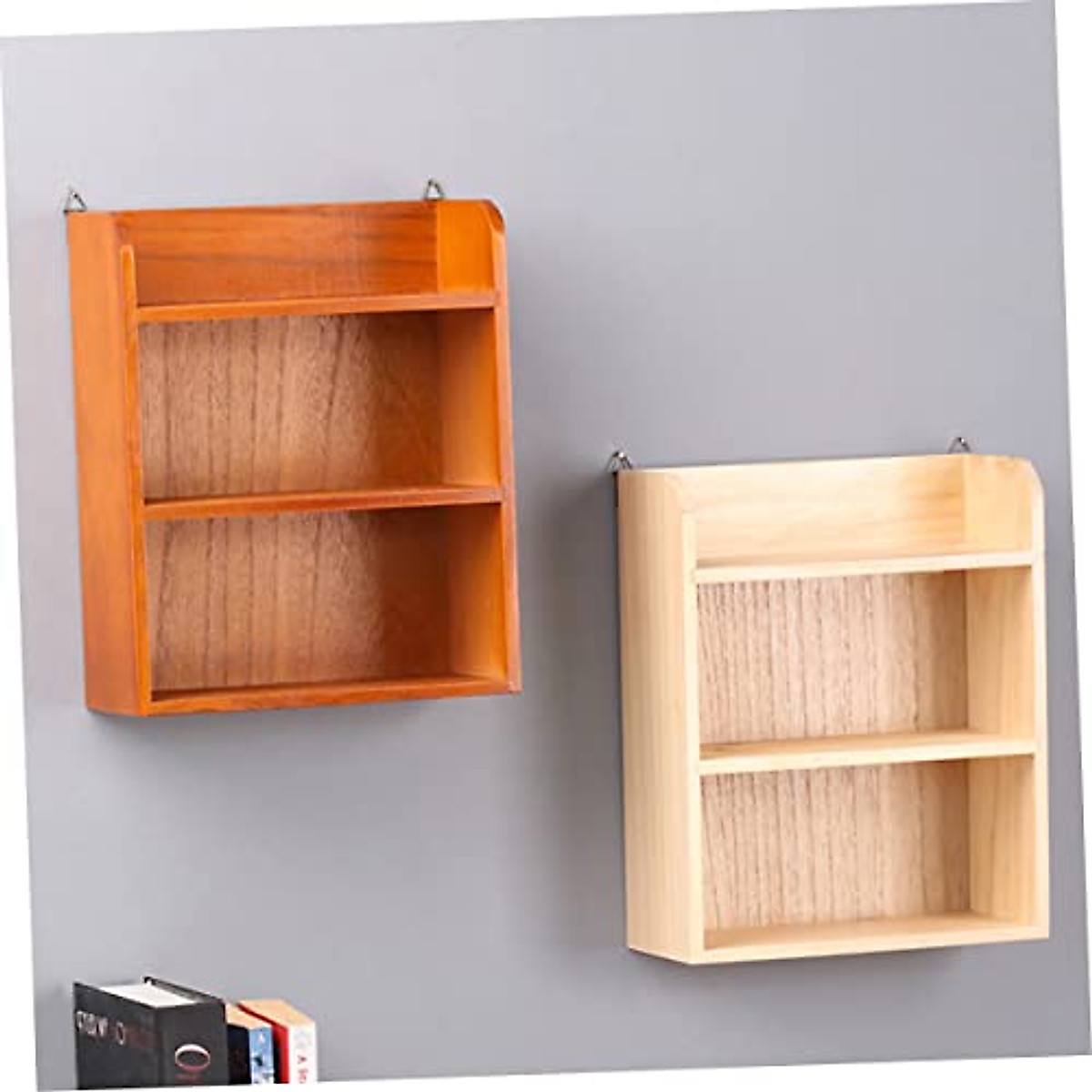 Cabilock Brown Rack Wall Storage Store Wooden Shelf Retro Three Layers Home Hanging for