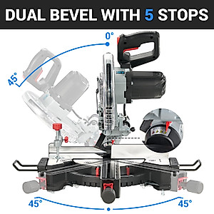 Double Bevel Compound Sliding Miter Saw, Double-Bevel Corded Miter Saw with Laser Guide & 15-Amp Heavy-Duty Motor, Sliding Miter Saw with TCT Saw Blade for Woodworking (10")