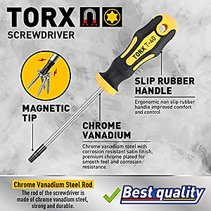 Amartisan 12-Piece Magnetic Torx Screwdrivers Set, Magnetic Torx Driver Star Screwdrivers Set T5 - T40 Best Choice