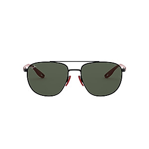 Ray-Ban RB3659M Scuderia Ferrari Collection Square Sunglasses, Black/Dark Green, 57 mm