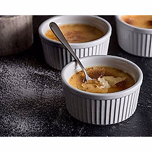 Bellemain Creme Brulee 4 oz Ramekins | Mini Casserole Dish Set, Charcuterie Bowls, Pot Pie Baking Dishes, Souffle Cups, Soy Sauce Bowls | Fluted Porcelain Bowls, Oven Safe to 500F, Set of 6 (White)