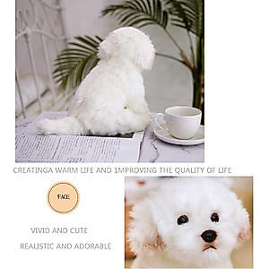 14" Realistic Plush Maltese Dog, Stuffed Animal Puppy Dog Toys, Soft Plush Pillow Birthday for Kids and Adult, White