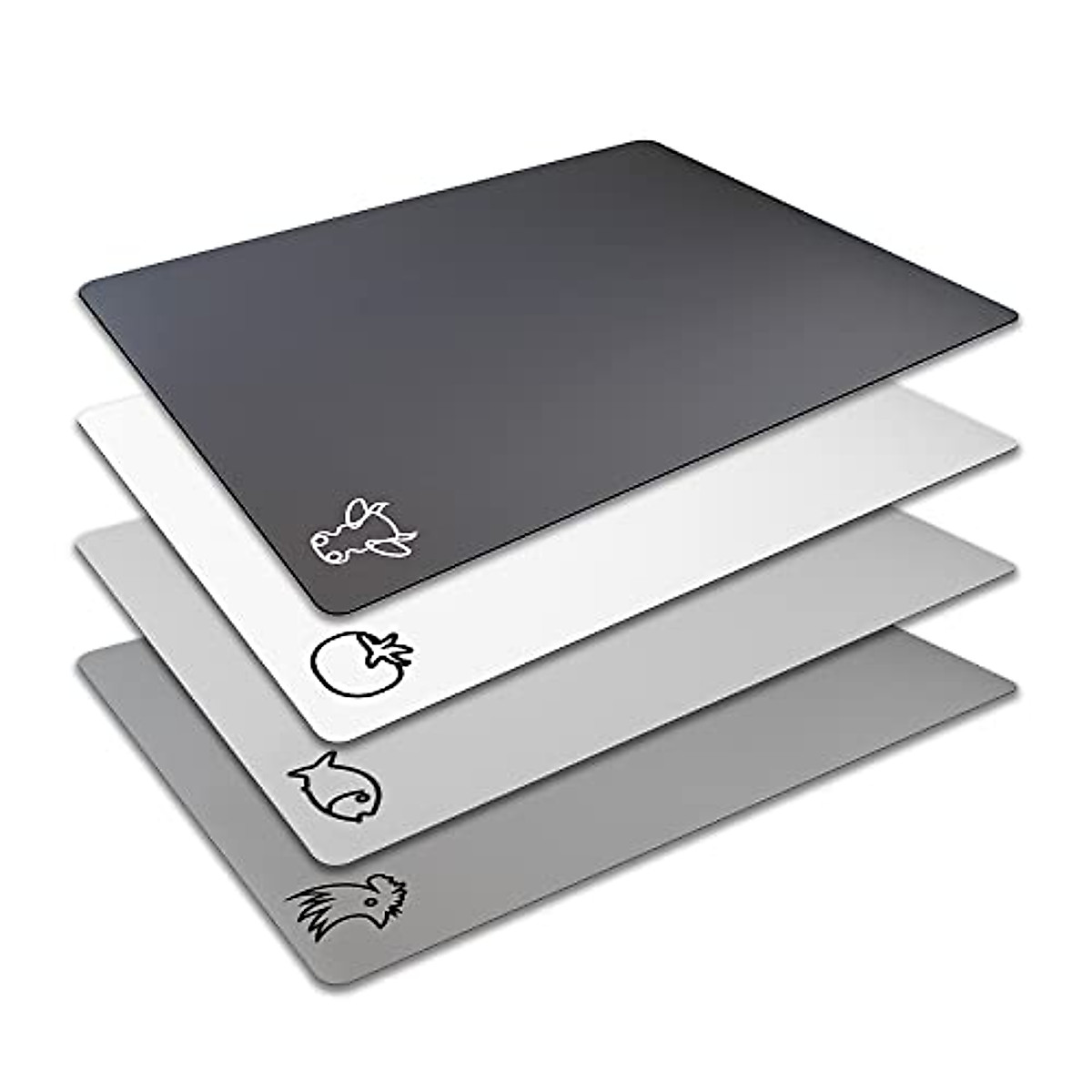 Fotouzy Flexible Plastic Cutting Board Mats with Food Icons, BPA-Free, Non-Porous, 100% Non-slip Back and Dishwasher Safe, Unique Modern Neutral Colors, Set of 4