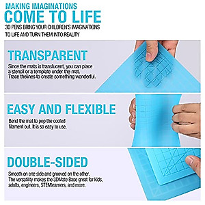 Small Size 3D Pen Mat - 3D Printing Mat for Beginners - 6.7x6.7 inch 3D Pen Mat for 3D Pens - 3D Pen Accessories Compatible with Stencils - Blue