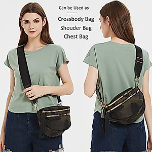 Crossbody Bags for Women Nylon Cross Body Travel Shoulder Handbags Girls Chest Purses Light Sling Backpack-Camo Green