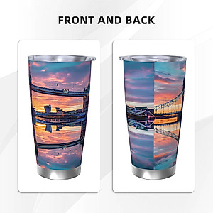 AYCZN Sunrise Bridge 20 OZ Tumbler Stainless Steel Travel Coffee Mug, London Insulated Water Bottle with Lid Leakproof Thermal Cup